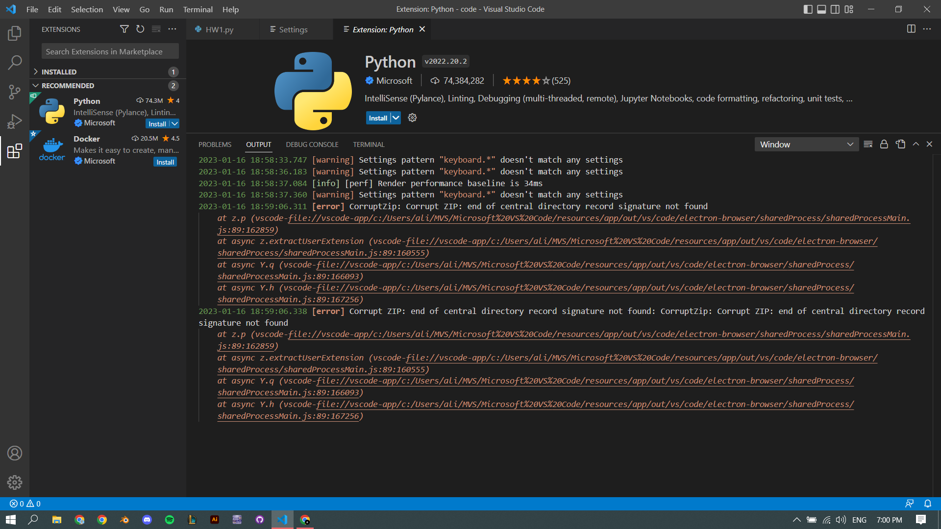 Python And Jupyter Extensions Giving Signature Errors · Issue 167559 · Microsoftvscode · Github