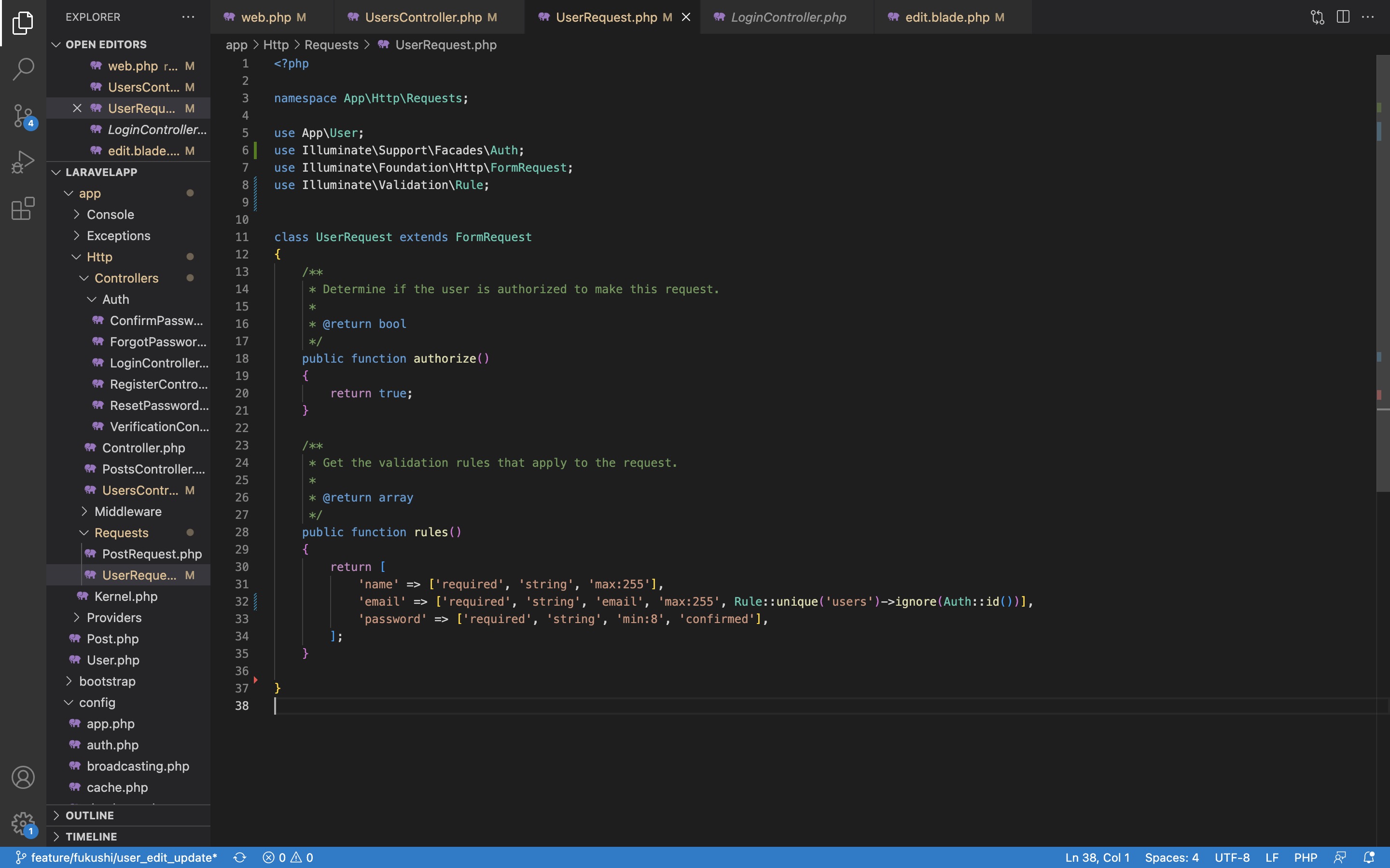 #118 ユーザ編集画面・更新（福士） by mao-fukushi · Pull Request #141 · yukihiroLaravel/joint_develop · GitHub