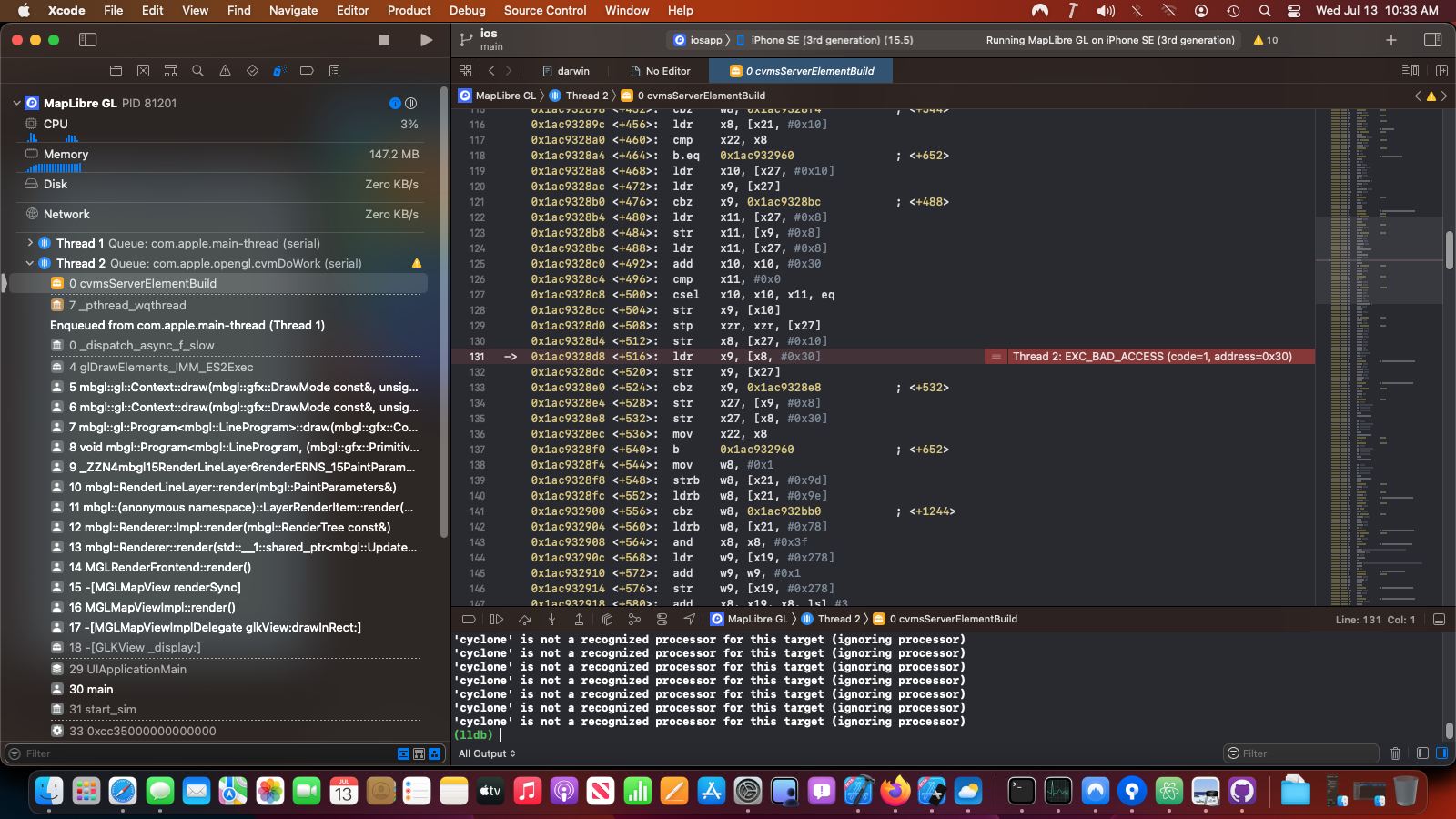 Crash on iOS Simulator running on Apple Silicon (M1) device · Issue ...