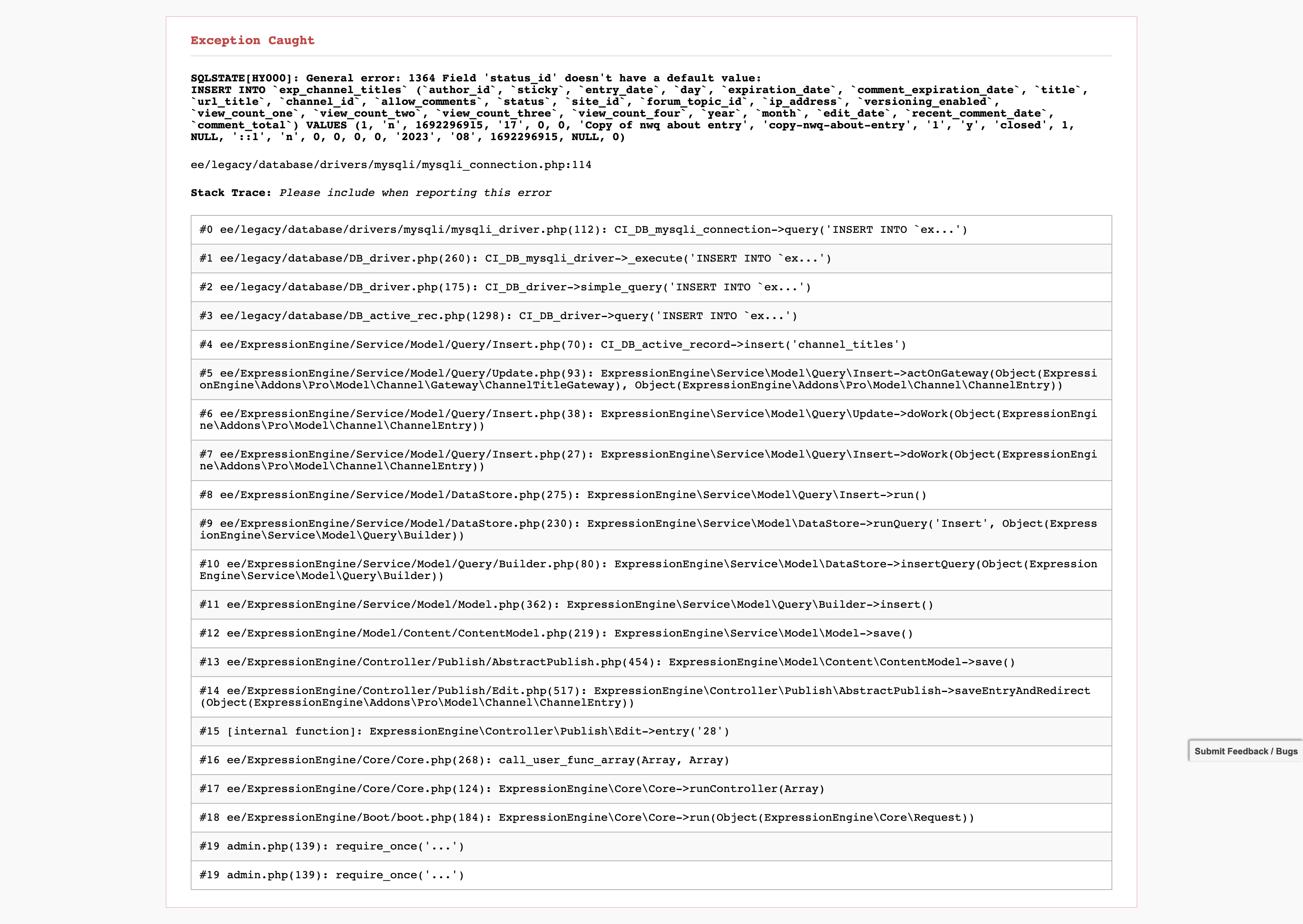 Mysql Error When Cloning With Missing Status · Issue 3708 9294