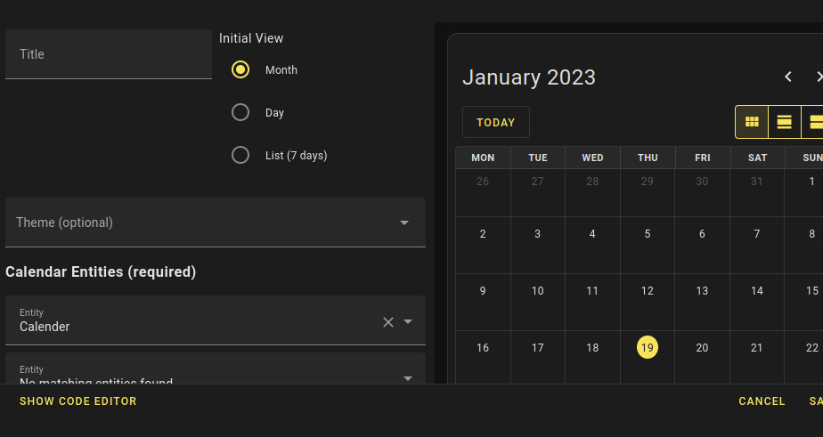 Calendar card only shows "Day" initial view · Issue #15144 · home ...