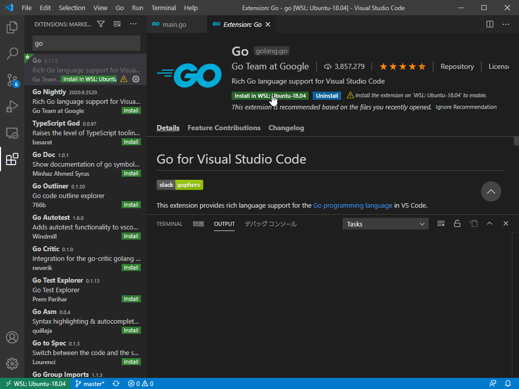 It looks like nothing happens when I press the "WSL: Install on Ubuntu ...