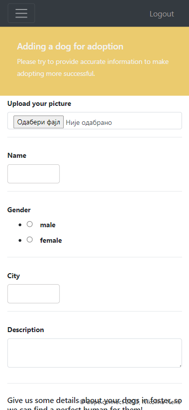 GitHub - nikolinaneric/Dogs-adoption-platform: Interactive platform for adopting dogs with the ...