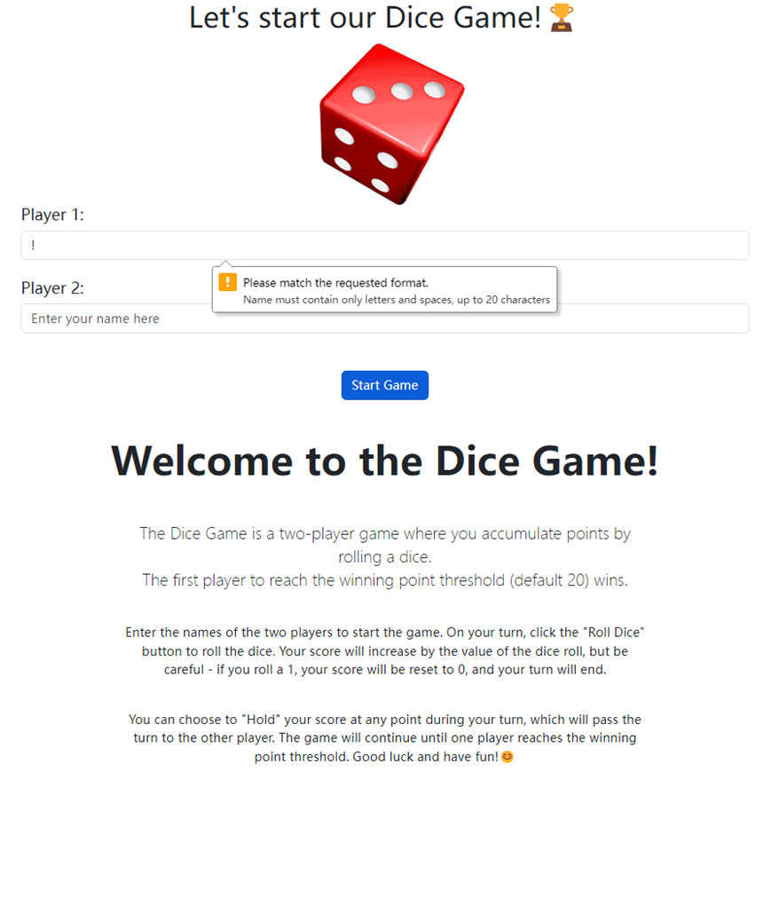 Github Lingjunwandicegame In Python Python Html Css Javascript Bootstrap A Two Player