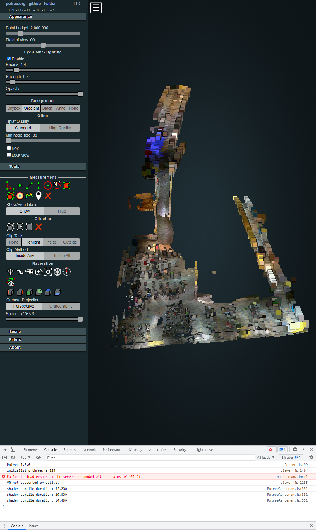 Potree continuously loading entire Octree file in server deployment ...