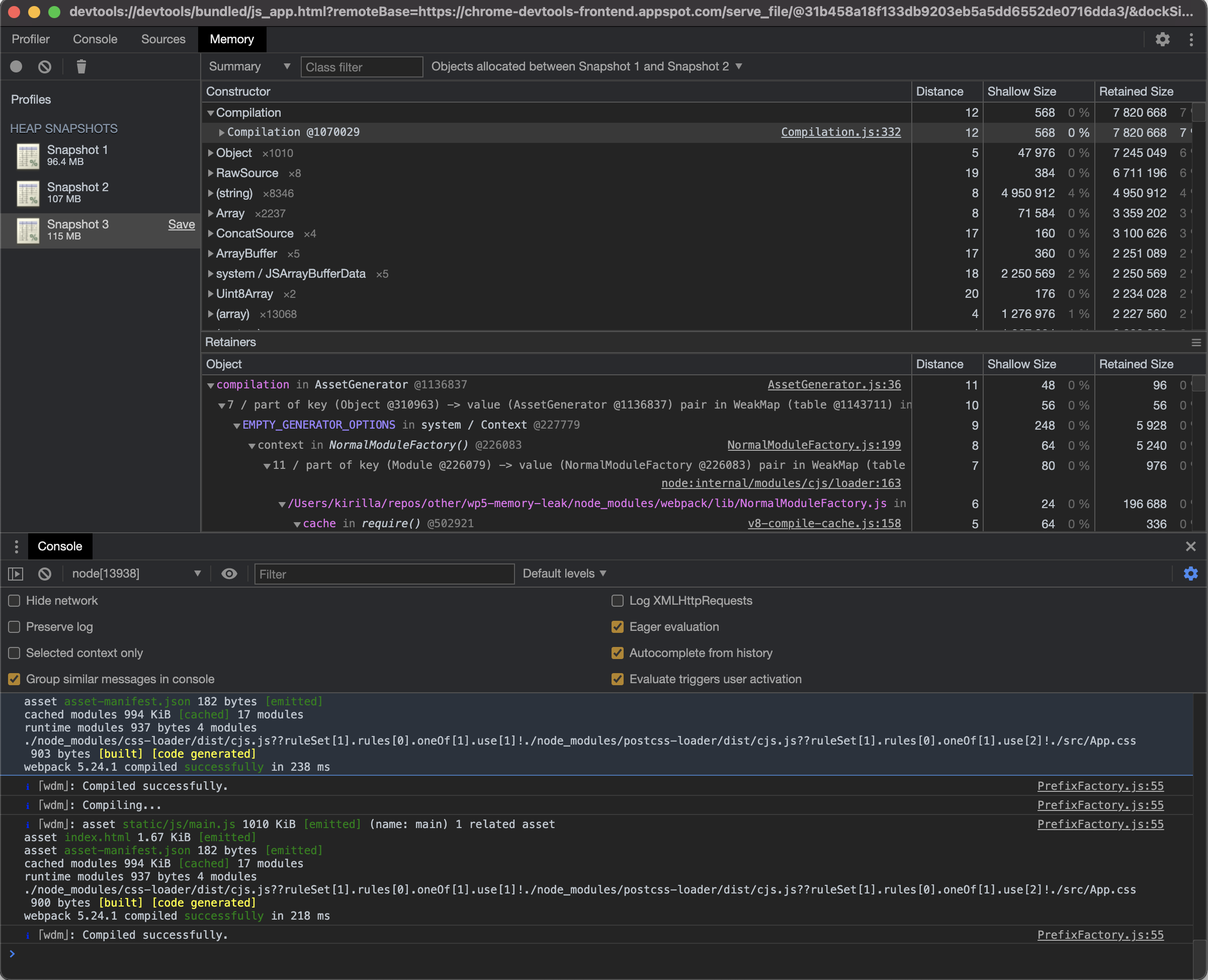 Webpack 5 memory leak in watch mode · Issue #12771 · webpack/webpack · GitHub