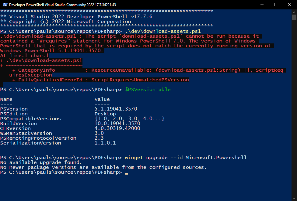 Dependency on PowerShell 7.* prevent building on Windows 10 · Issue #52 ...