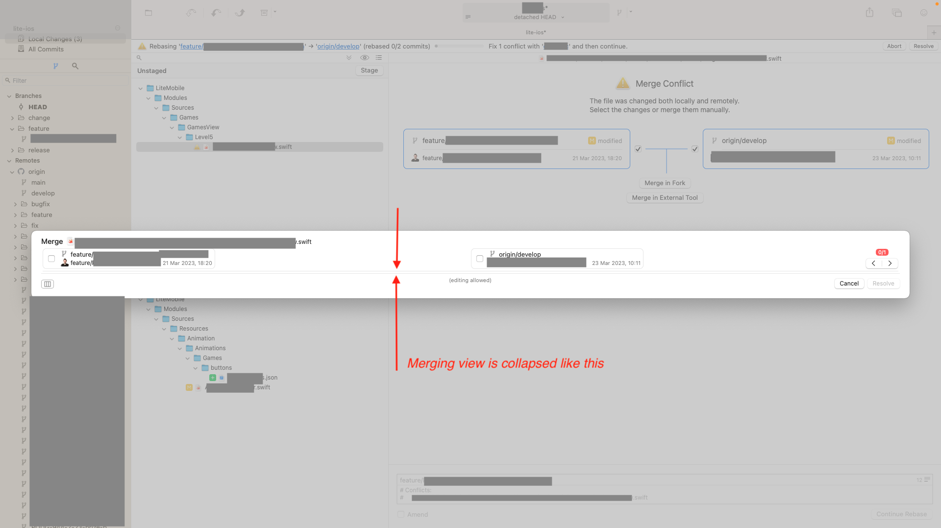 Resolve Conflict View Is Collapsed In Fork For Mac · Issue 1846 · Fork Dev Tracker · Github