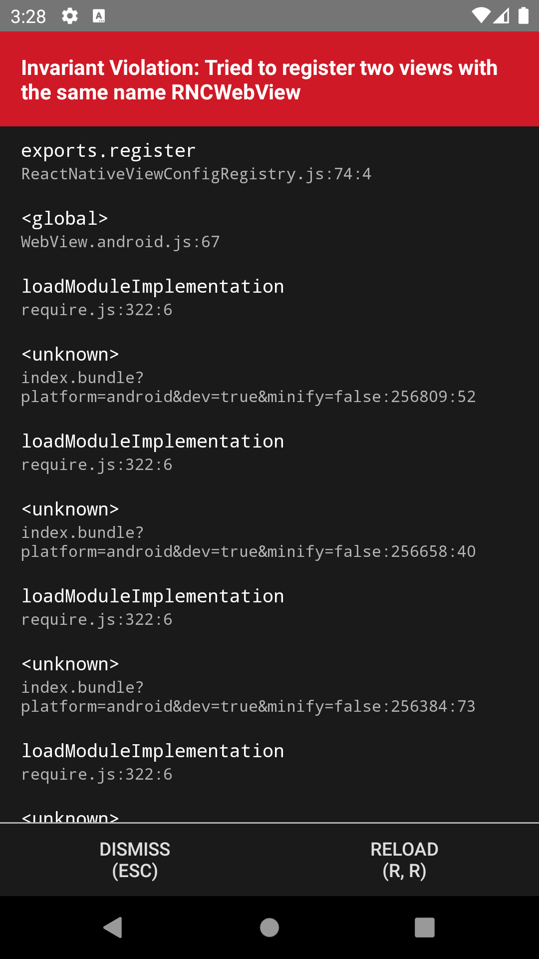 Tried to register two views with the same name RNCWebView · Issue #373 ...