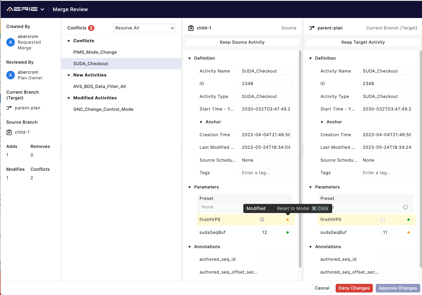 Activity detail in merge request UI shows incorrect tooltip · Issue #670 · NASA-AMMOS/aerie-ui ...
