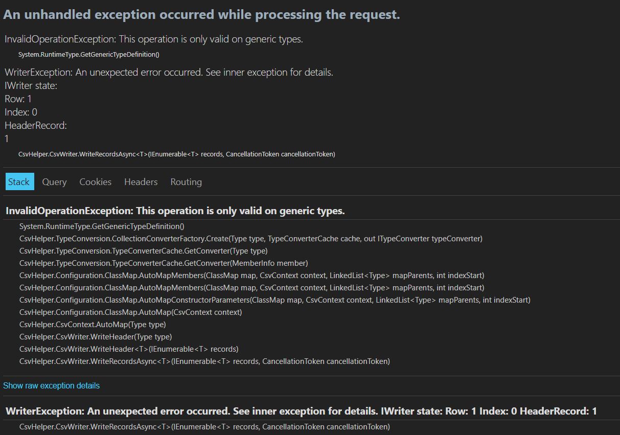 Writerecordsasync At Runtime Getting This Operation Is Only Valid On Generic Types · Issue