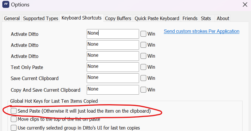 Issue: Send Paste option (unchecked) not working · Issue #369 · sabrogden/Ditto · GitHub