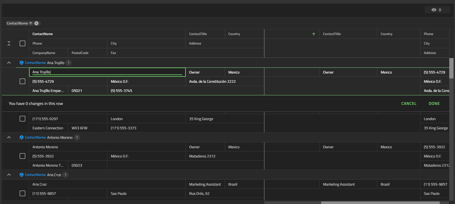 Row editing border style is not applied correctly for the first record when there is grouping ...