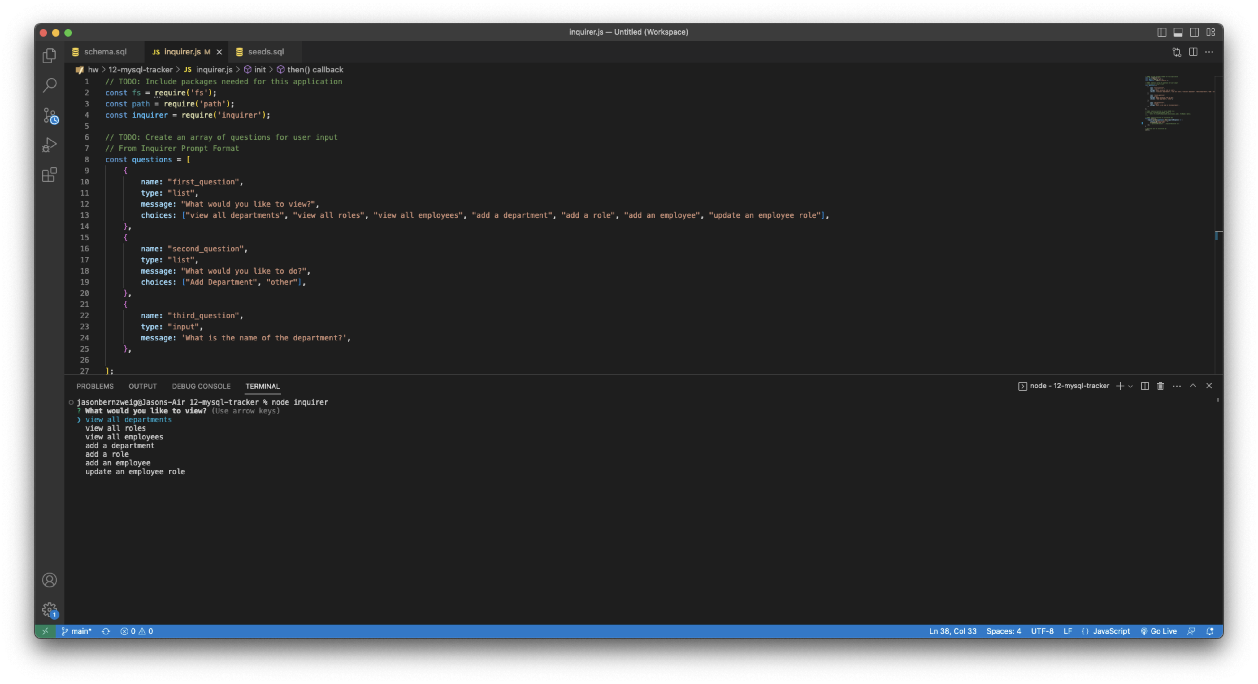 GitHub - jbernzweig/12-mysql-tracker: SQL Challenge Employee Tracker
