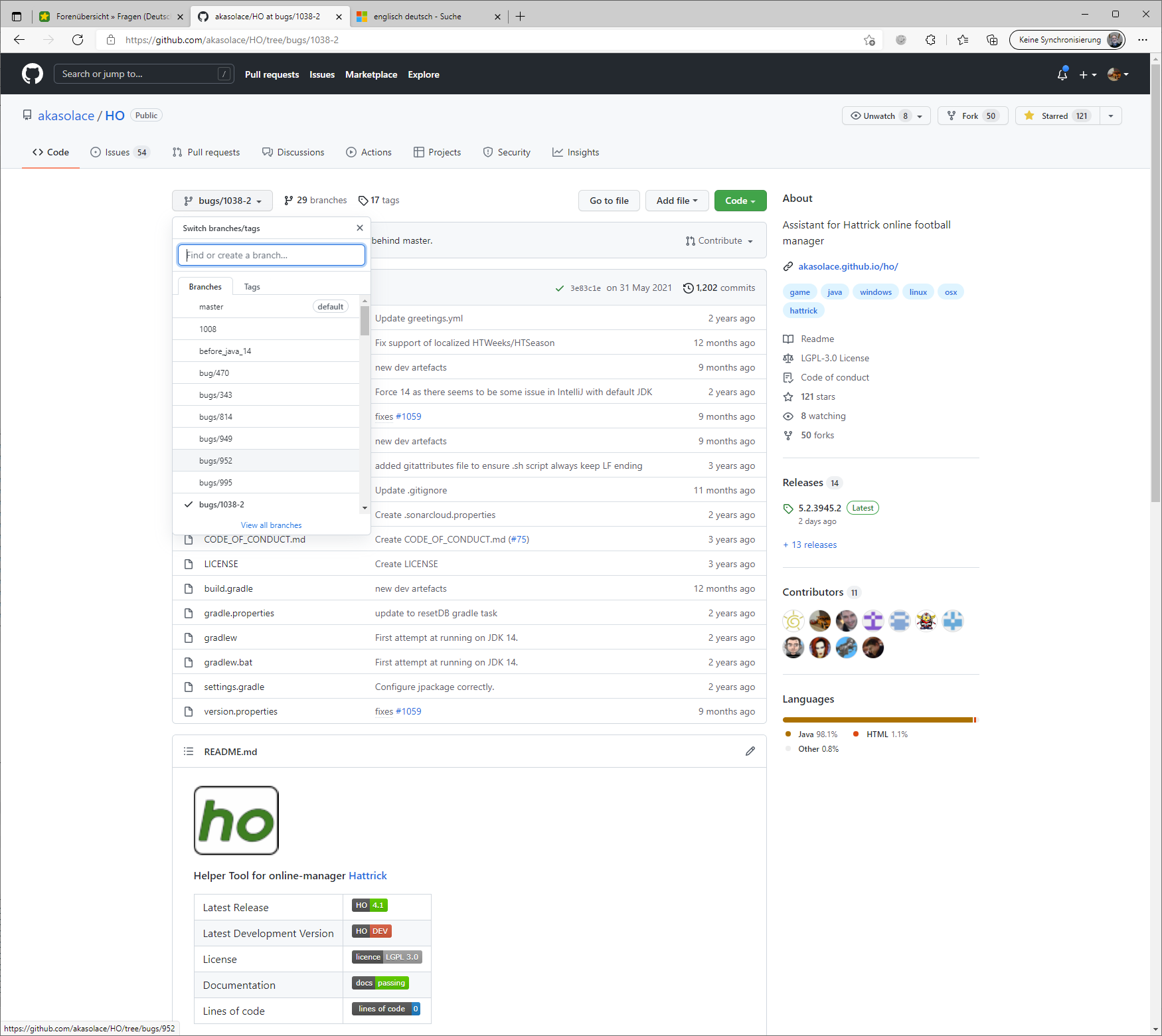 [FEATURE] clean upstream branches · Issue #1385 · ho-dev/HattrickOrganizer · GitHub