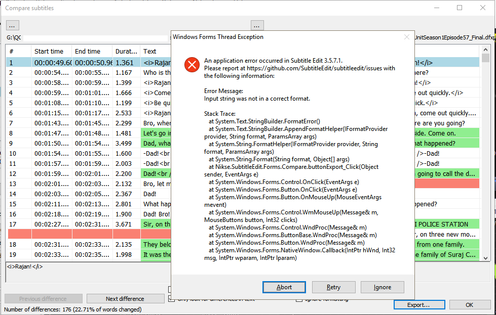 can't export report file for comparison between two subtitles · Issue #3126 · SubtitleEdit ...