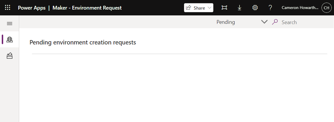 [CoE Starter Kit - BUG] Maker - Environment Request: Missing Toolbar and missing requests ...