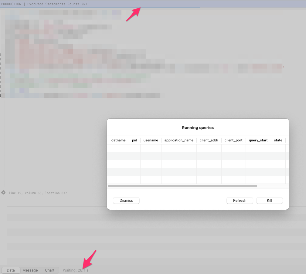 Long queries don't appear in Running Queries menu · Issue #2981 · TablePlus/TablePlus · GitHub