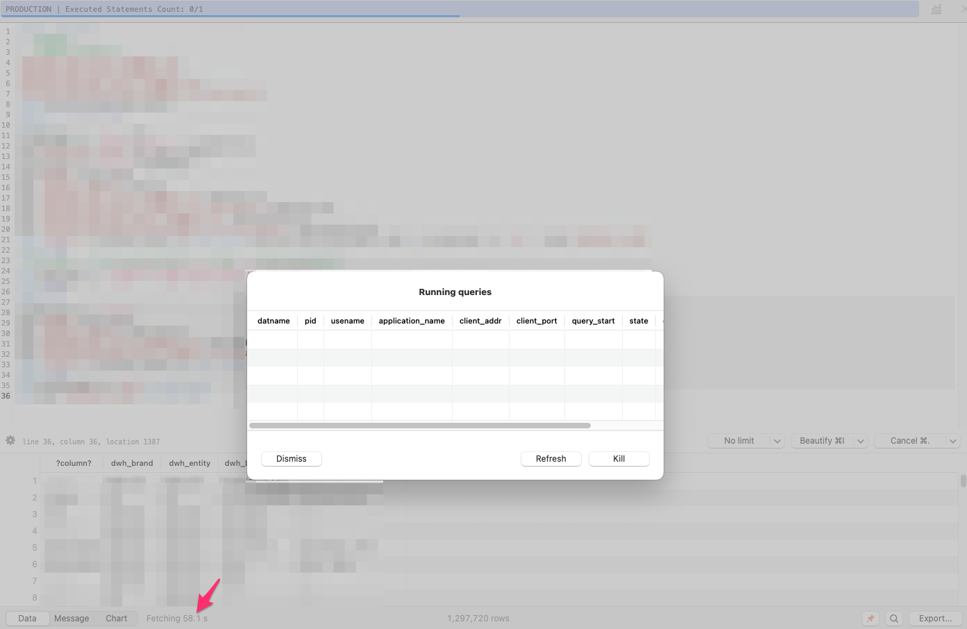 Long queries don't appear in Running Queries menu · Issue #2981 · TablePlus/TablePlus · GitHub