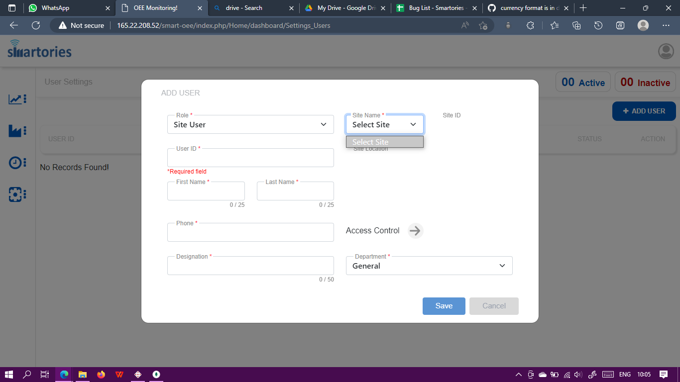 Site name dropdown is enabled for Site Admin in Add User · Issue #2 · SmartMach/webapp-v1 · GitHub