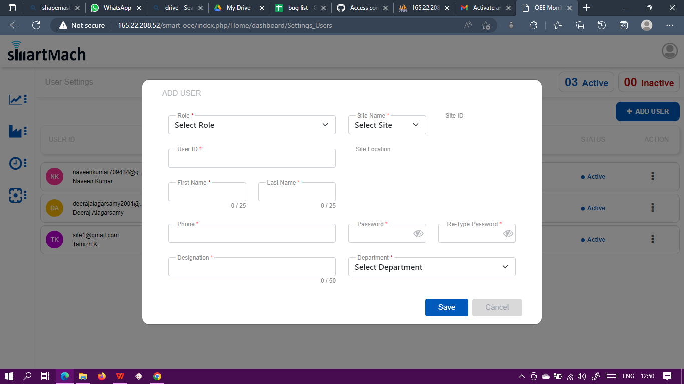 After selecting operator , reopening add user shows password and confirm password · Issue #50 ...