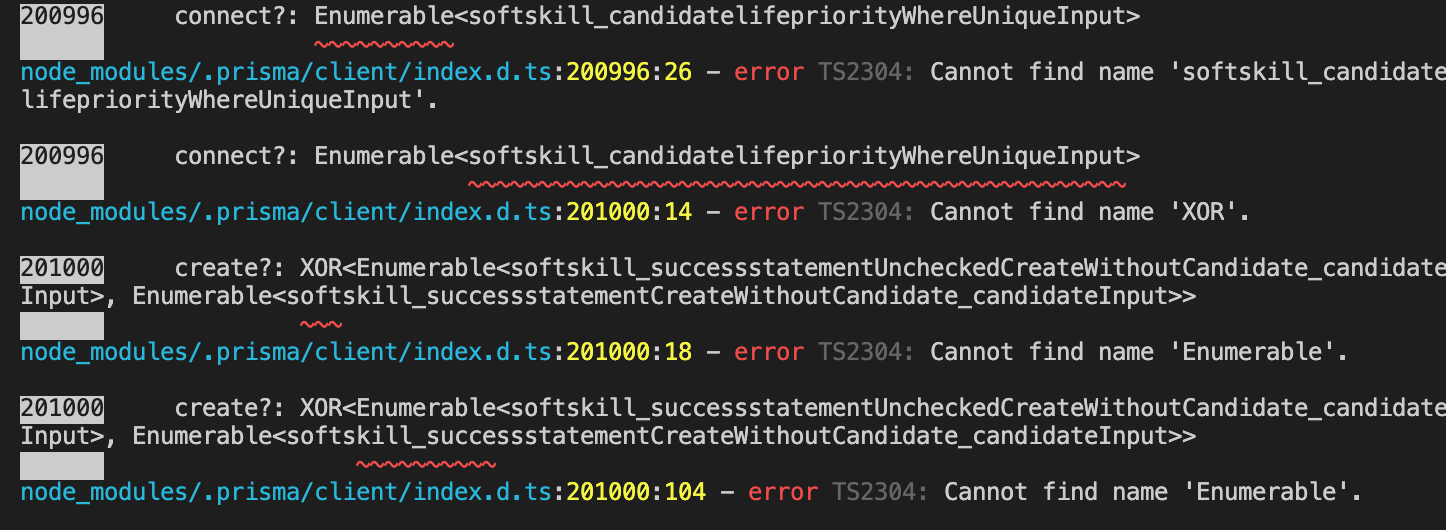 Getting lots of errors in node_modules/.prisma/client/index.d.ts after upgrading to 2.17 · Issue ...