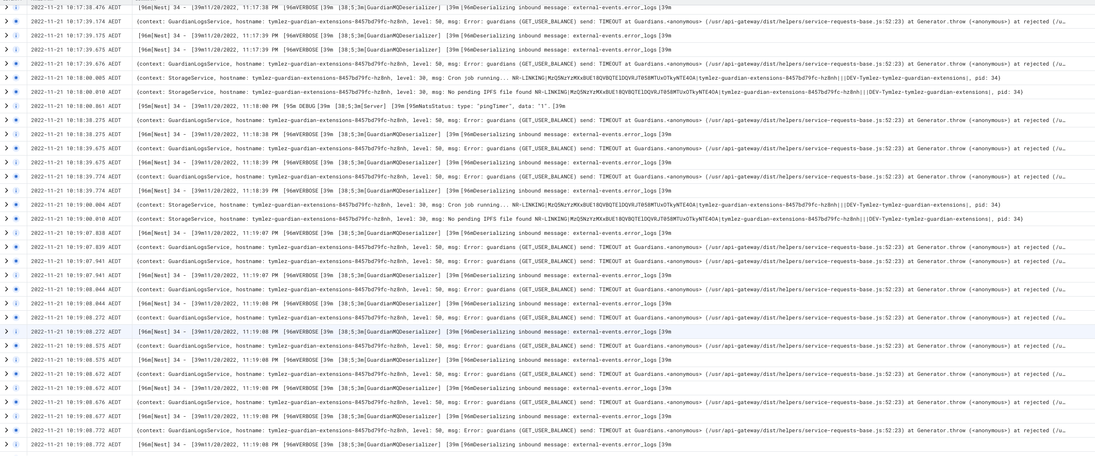 Error: guardians (GET_USER_BALANCE) send: TIMEOUT at Guardians · Issue #1525 · hashgraph ...