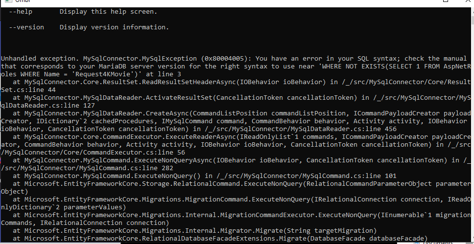 Help I Cant Read The Sql Error · Issue 4830 · Ombi Appombi · Github