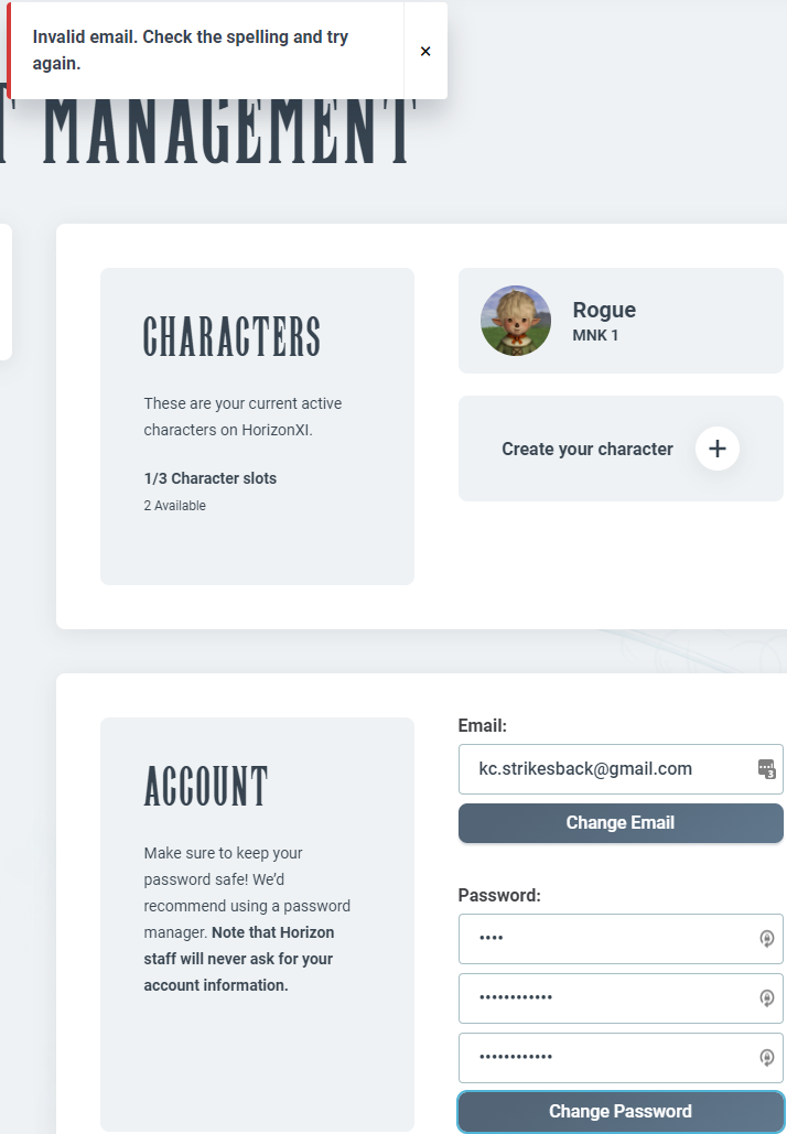 Website: Incorrect message when changing password validation fails · Issue #839 · AirSkyBoat ...