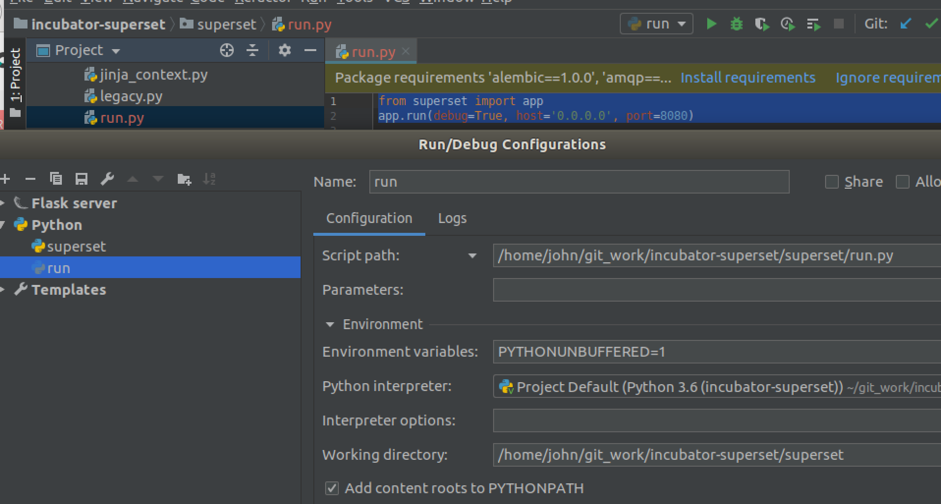 master branch run problems, can I add a run.py · Issue #7537 · apache/superset · GitHub