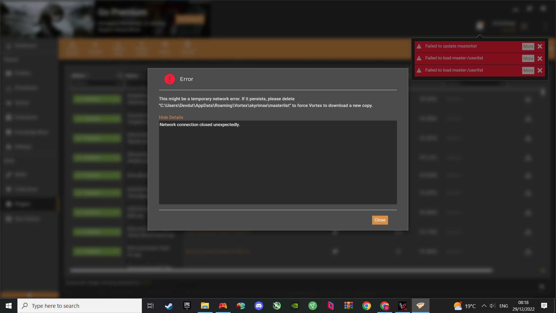 Triaged [Review] - Failed to Update masterlist · Issue #13724 · Nexus-Mods/Vortex · GitHub