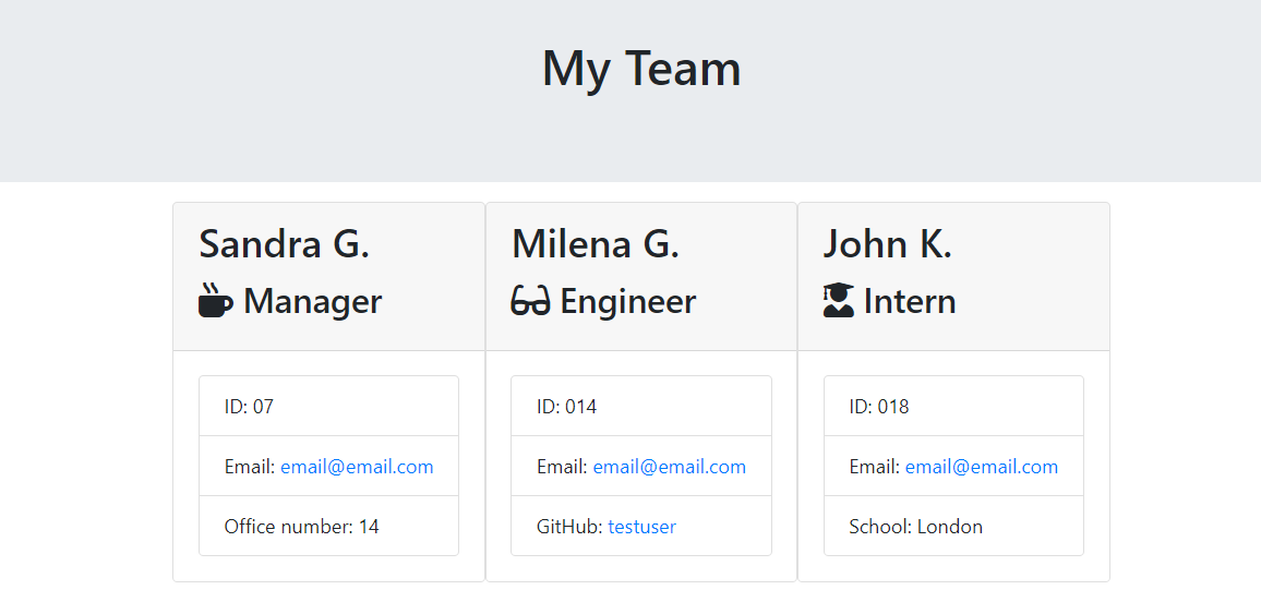 GitHub - smguerra/team-profile-generator: Team Profile Generator