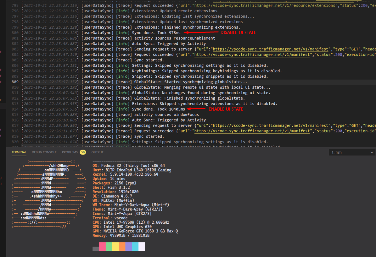 Settings Sync with github cause excessive CPU usage and integrated terminal hang after VSCode ...
