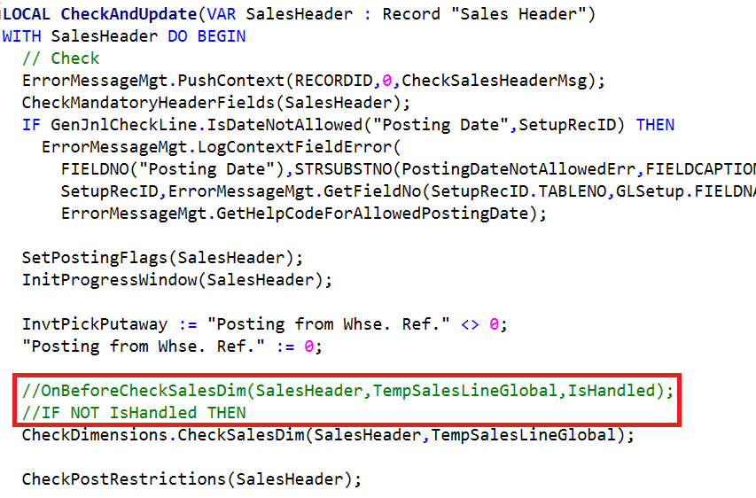 [Event Request] Codeunit 80 - CheckAndUpdate · Issue #408 · microsoft/ALAppExtensions · GitHub