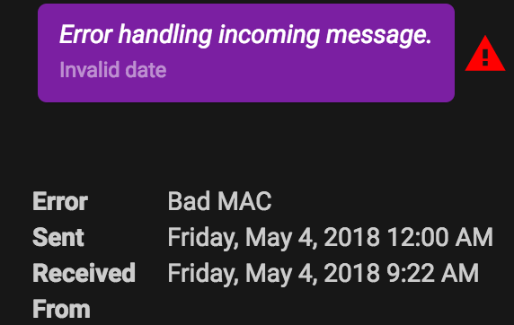 Error handling incoming message - Bad MAC & Invalid date · Issue #2337 · signalapp/Signal ...