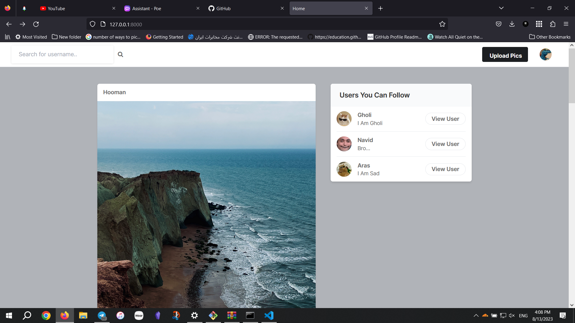 GitHub - Farid-Karimi/PicLink: A fun social app that allows you to share photos and connect with ...