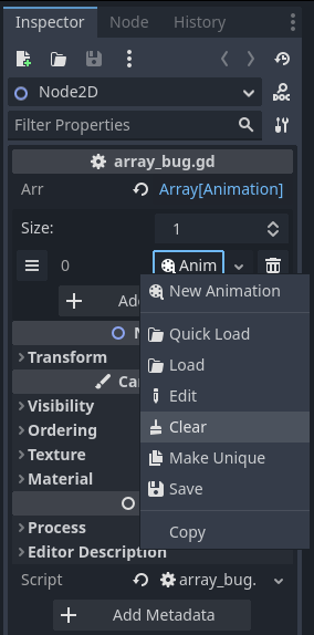 Clearing One Of The Values Of Typedarray In The Inspector Makes The Value Unable To Be Found By