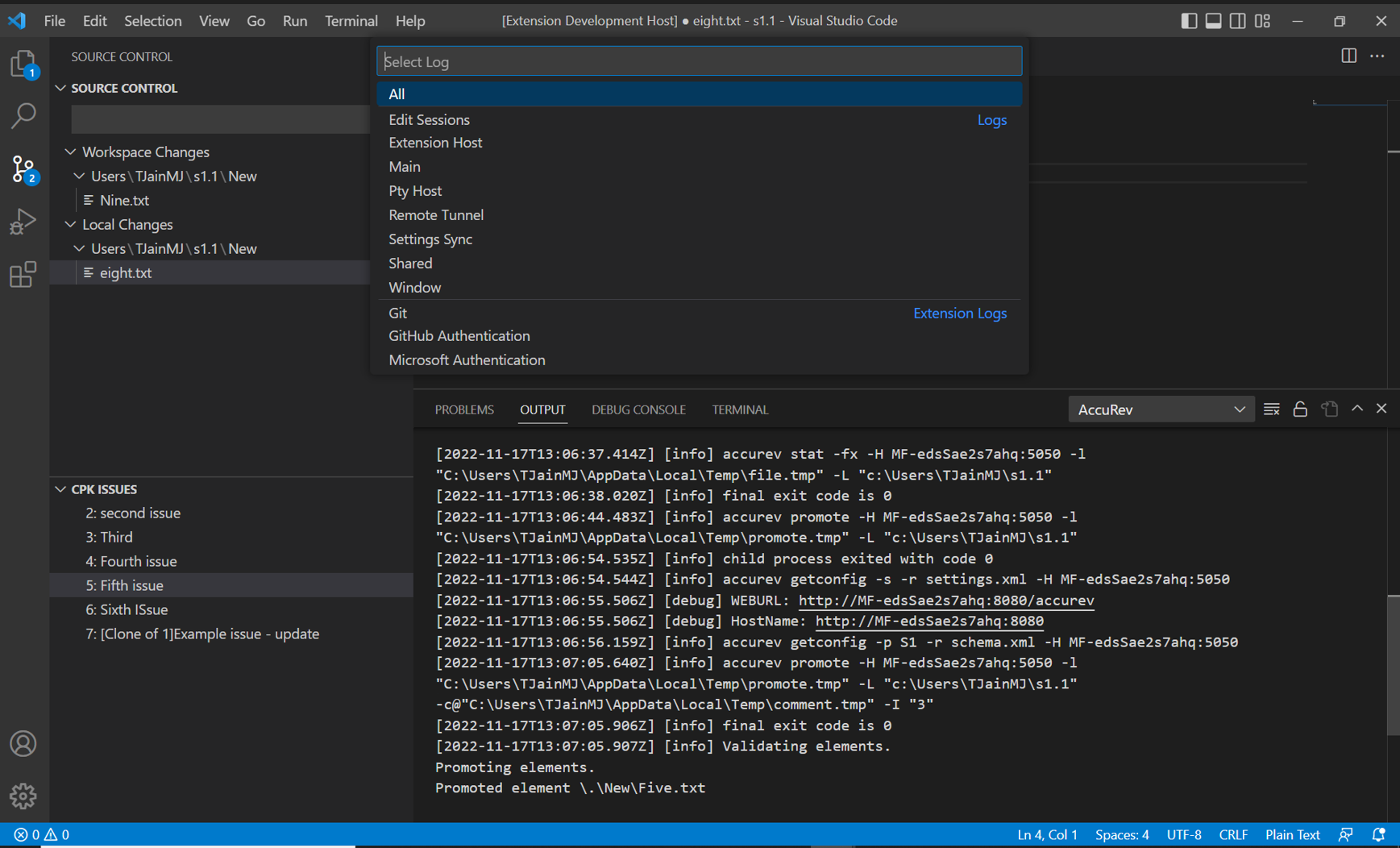 Not able see outputchannel i created in developer: SetlogLevel section and not able to import ...
