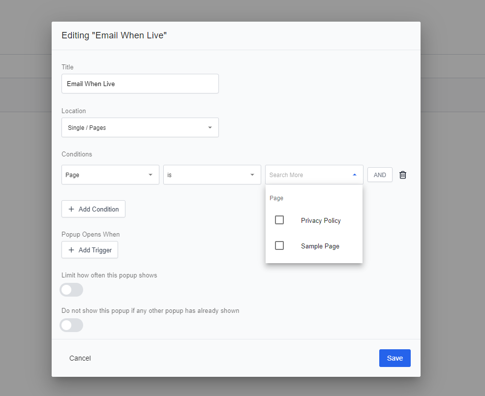 All page not showing on dropdown menu in pop up conditions · Issue #543 · soflyy/breakdance-bugs ...