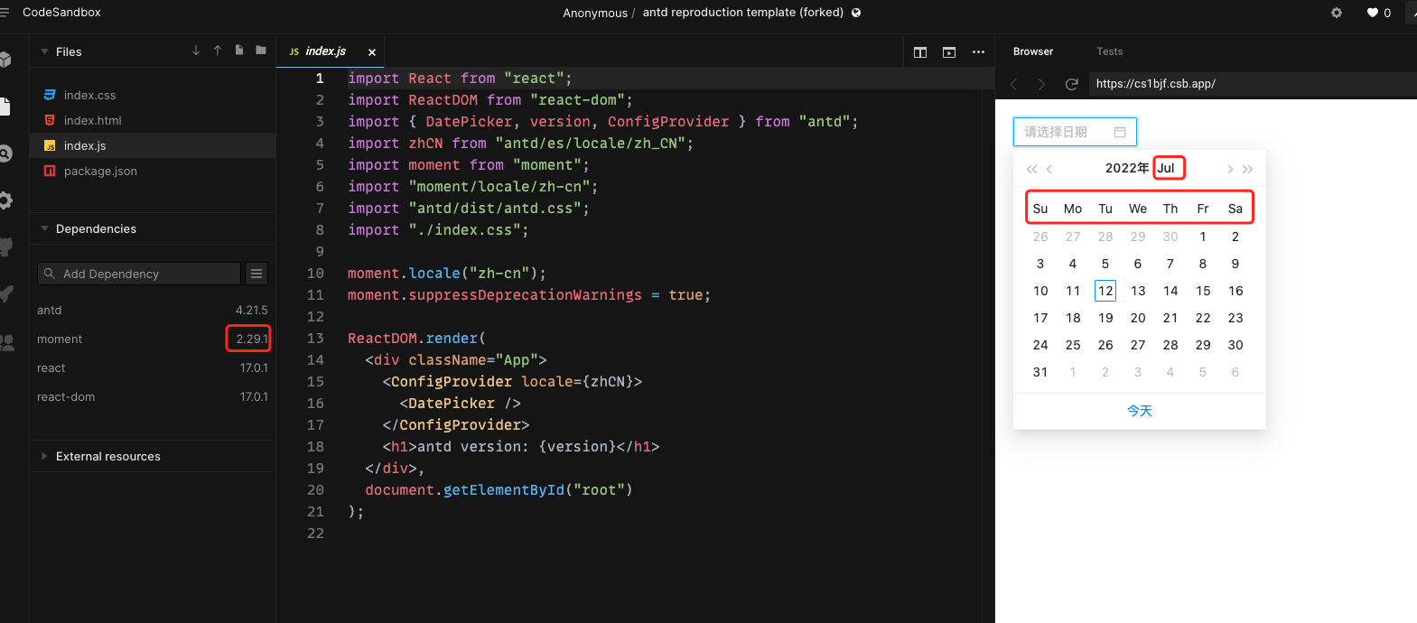 Calendar 日历组件，官网是中文，实际使用是英文，默认配置zhCN 还是没用。 · Issue #36465 · ant-design ...