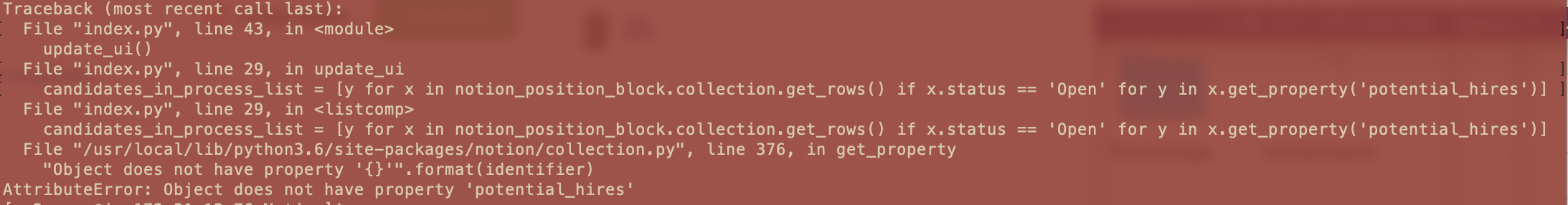 AttributeError: Object does not have property.. · Issue #201 · jamalex/notion-py · GitHub