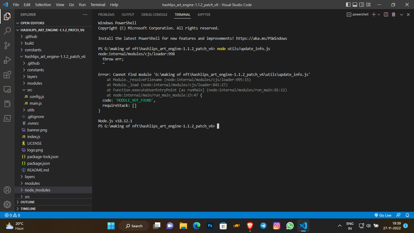 Error : cannot find module . · Issue #413 · HashLips/hashlips_art_engine · GitHub