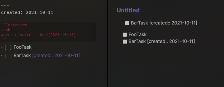 Tasks without inline [created::] do not default to frontmatter 'created' key · Issue #531 ...
