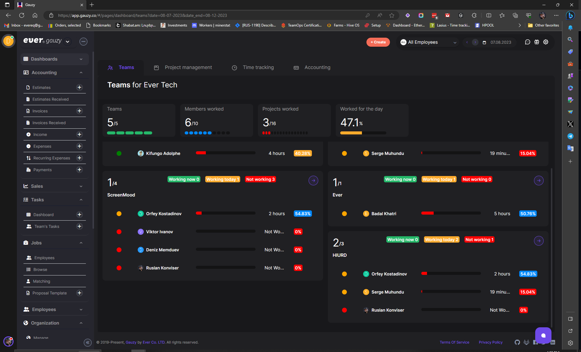 [Bug] Teams dashboard display wrong hours worked for the same employee on few teams · Issue ...