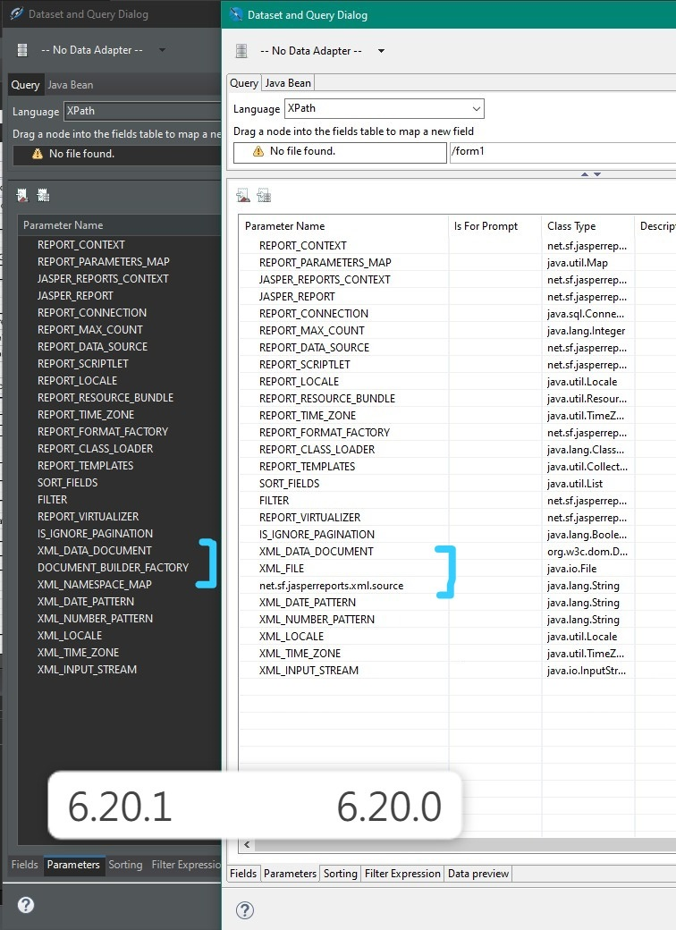 Inconsistent XPath parameters when creating Dataset in Jasperreport 6.20.1 · Issue #346 ...