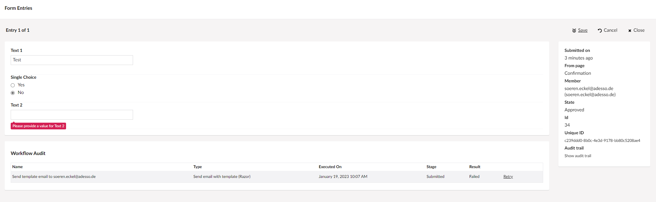 Mandatory Fields Entries Are Validated On Hidden Conditional Groups In The Back Office On Save