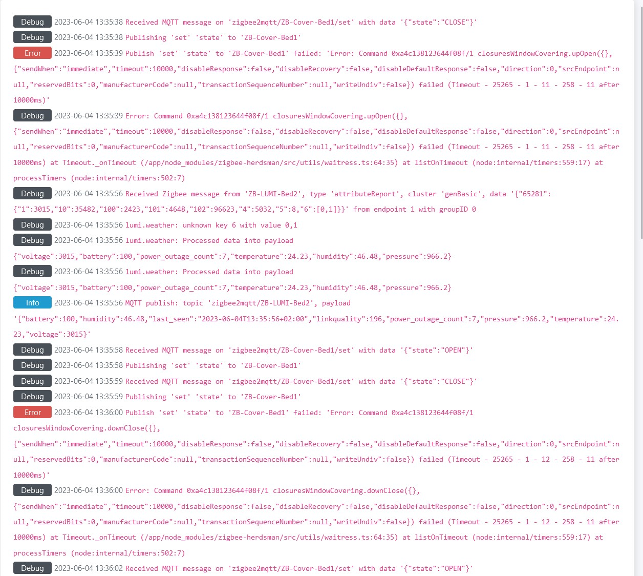 TS130F blind commands not sent to device · Issue #17908 · Koenkk/zigbee2mqtt · GitHub