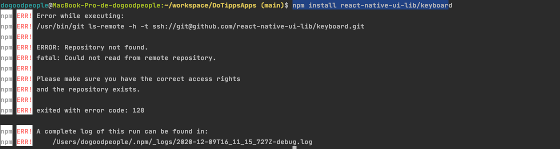 I try to install keyboard package from yarn or npm and cannot find it for https://github.com/wix ...