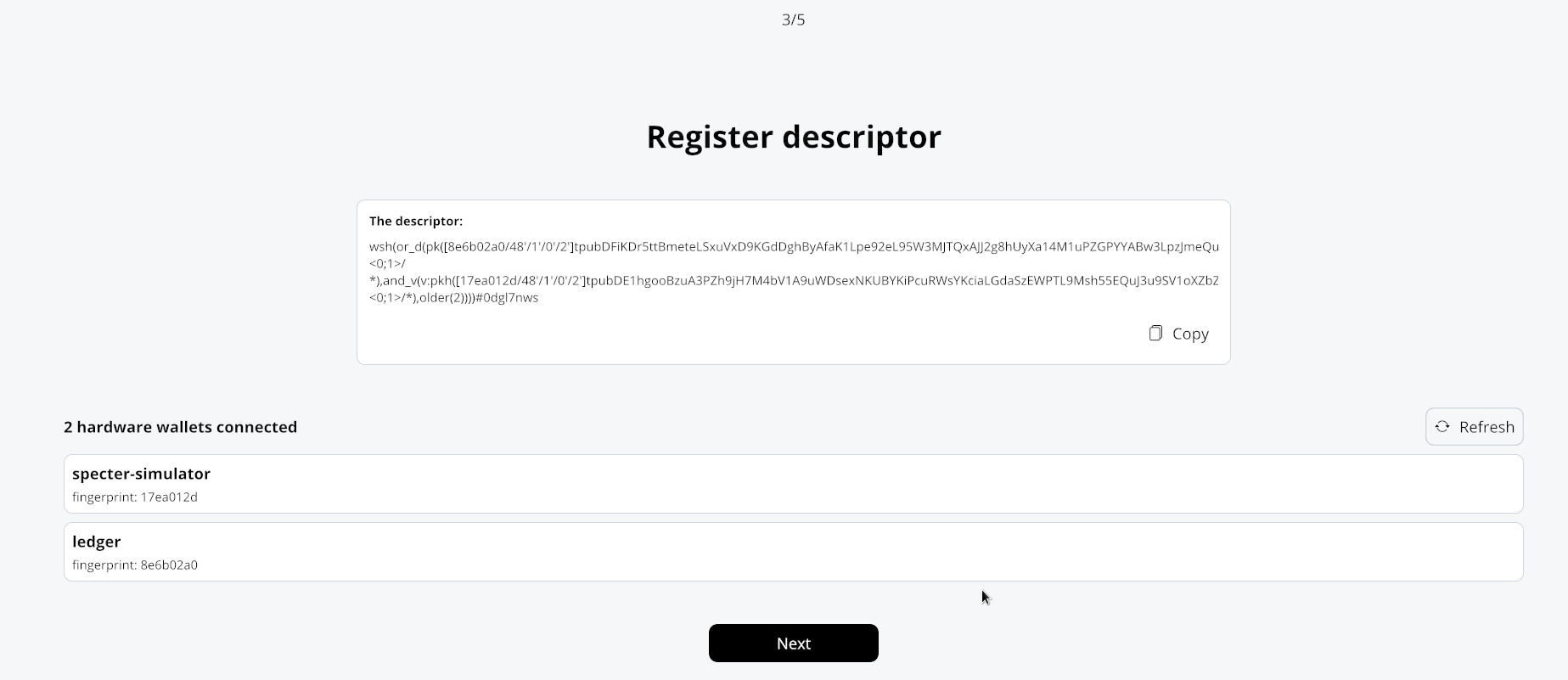 GUI: please make it clear that people need to click on their wallet to register the descriptor ...