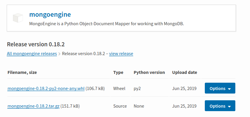 broken wheel for 0.18.2 · Issue #2586 · MongoEngine/mongoengine · GitHub